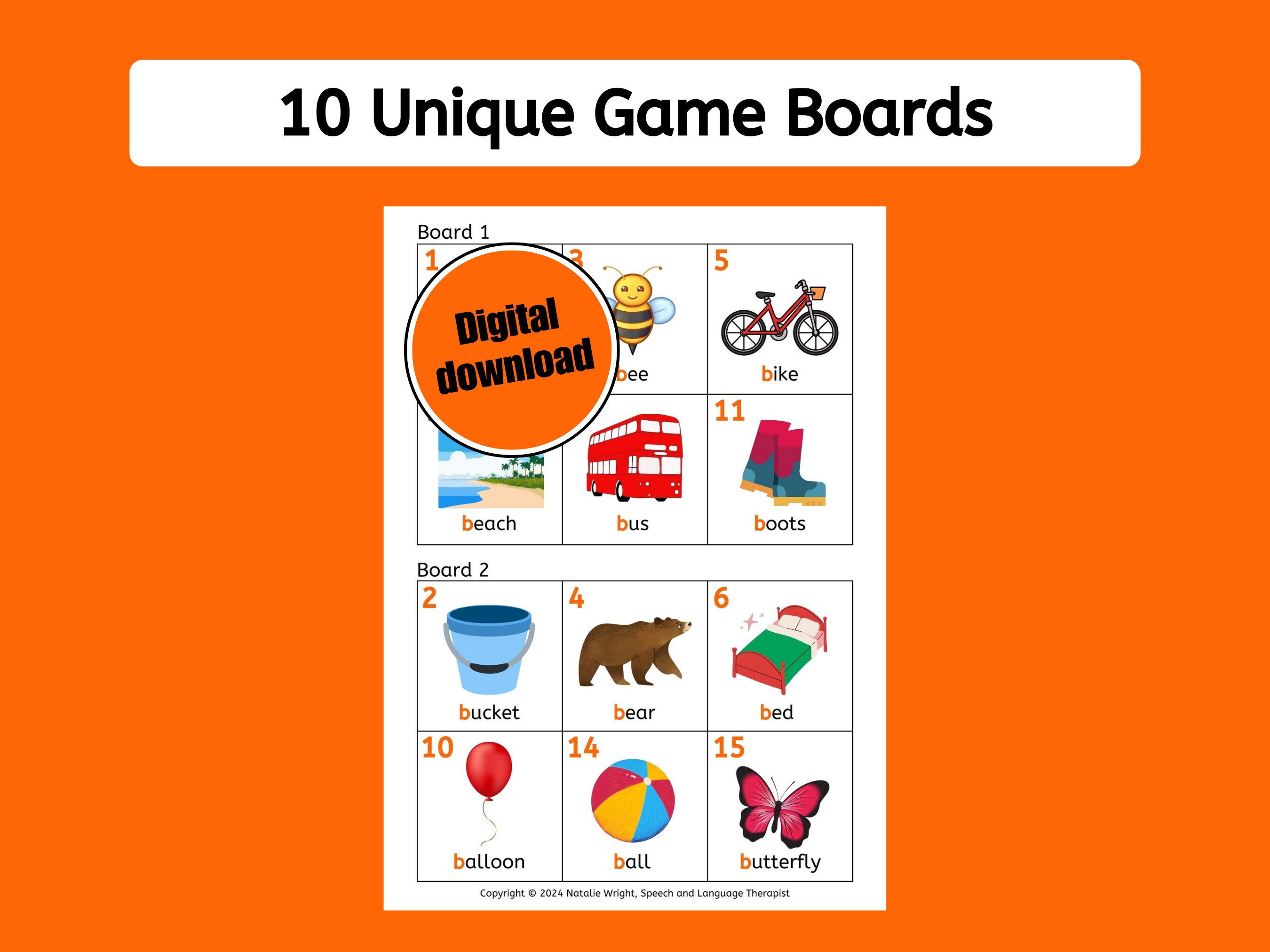 B Beginning Sound Bingo Game Speech Cards Speech Sounds Speech ...