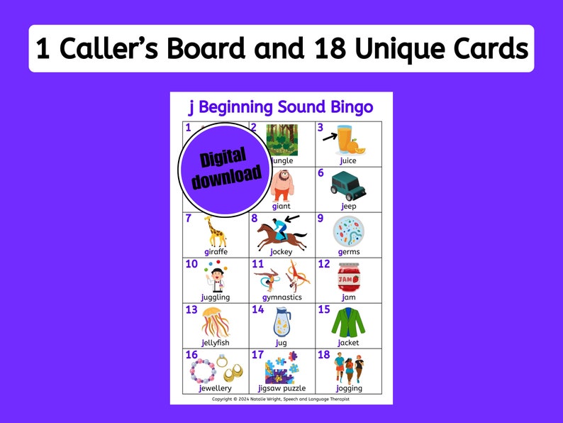 J Beginning Sound Bingo Game Speech Cards Speech Sounds Speech ...