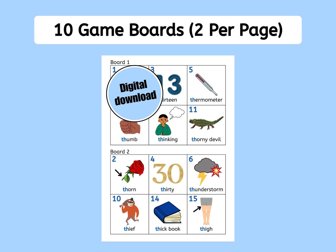 Th Speech Sound Bingo Game Printable, Beginning Sound Card, Speech ...