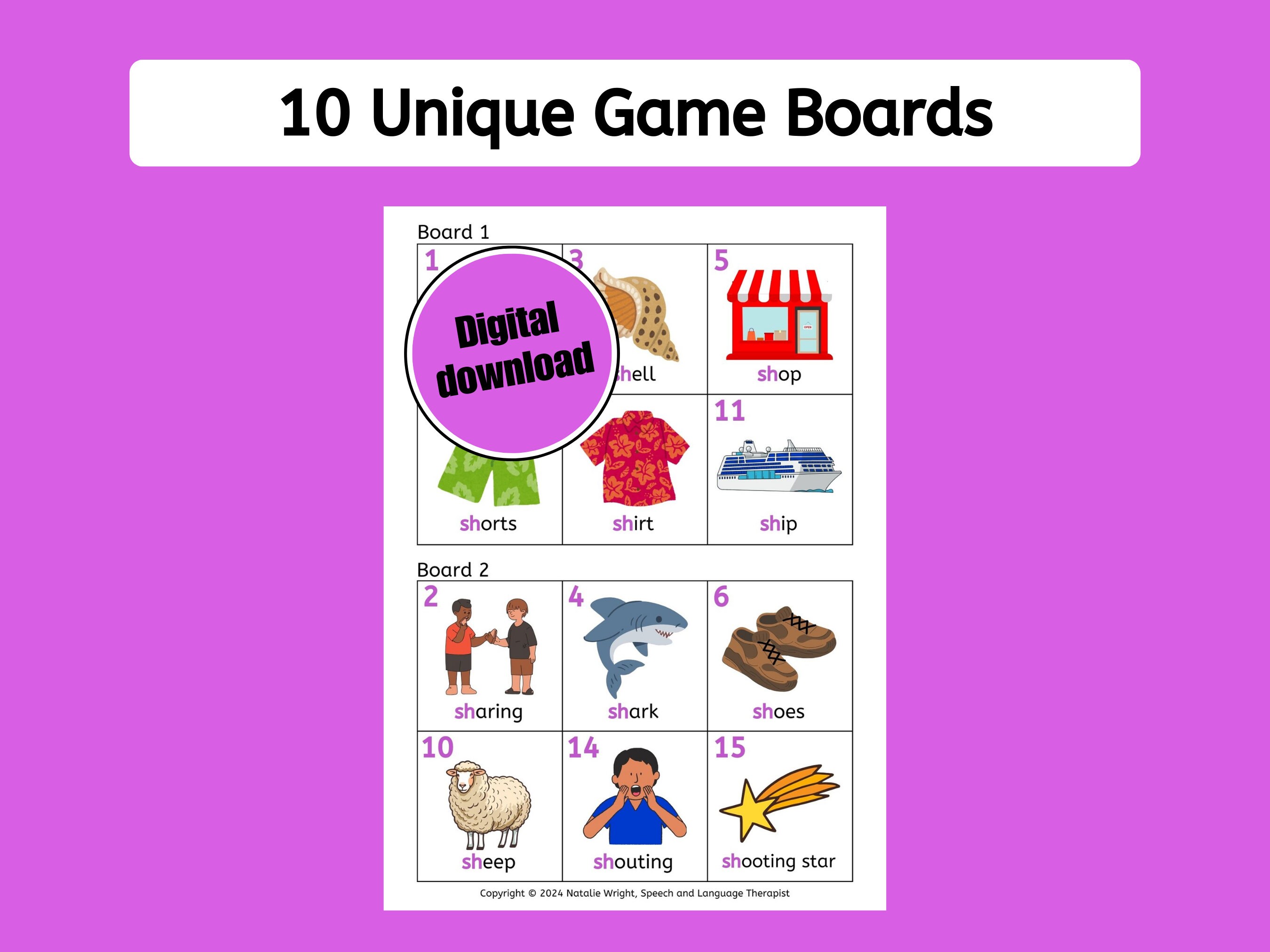 Sh Speech Sound Bingo Game Printable, Beginning Sound Card, Speech ...