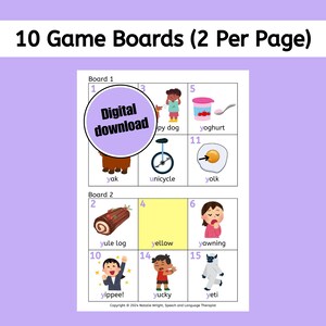 Y Sound Bingo Game, Speech Therapy Articulation Cards, Phonics Activity ...