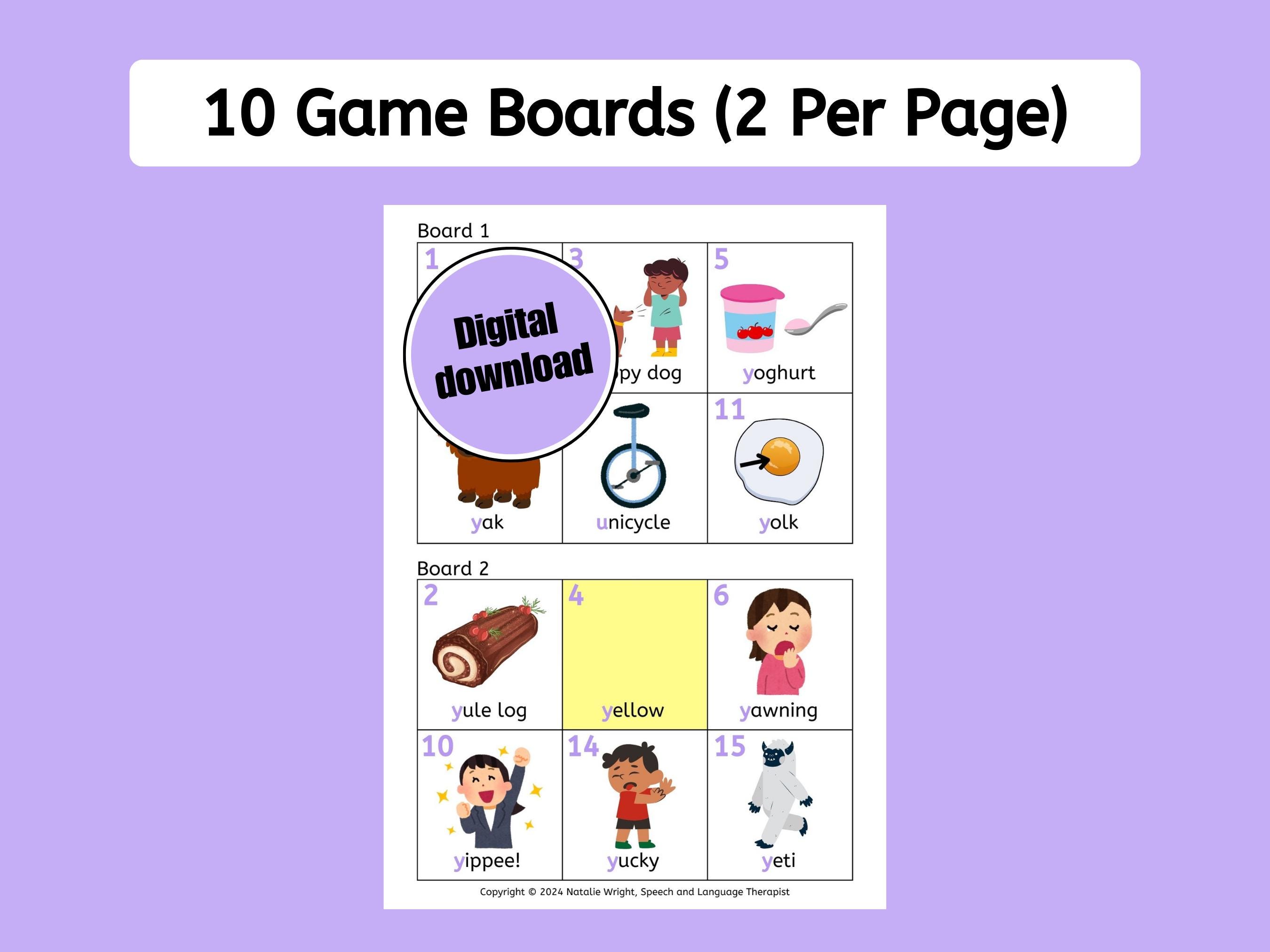 Y Sound Bingo Game, Speech Therapy Articulation Cards, Phonics Activity ...