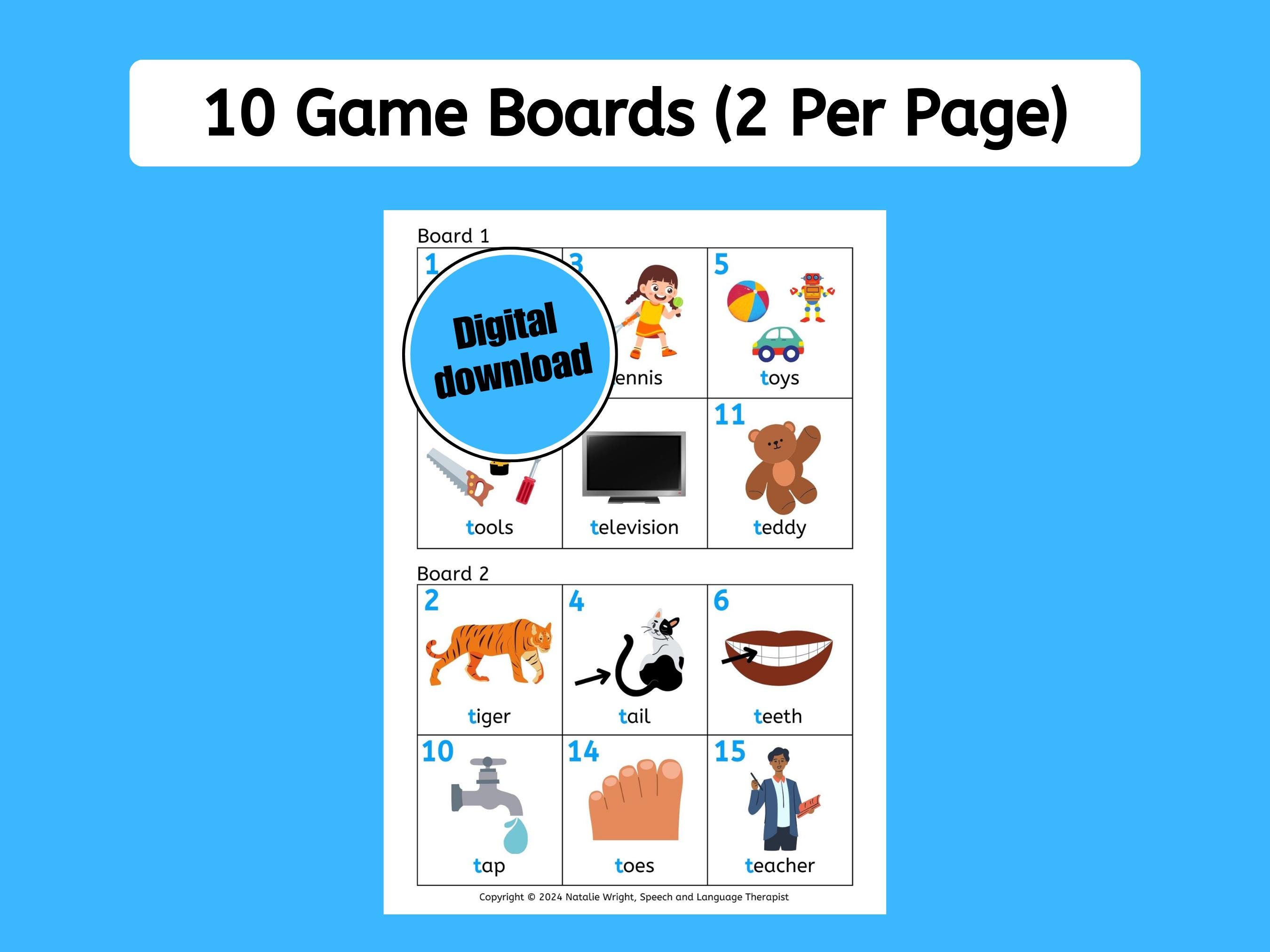T Speech Sound Bingo Game Printable, Beginning Sound Card, Speech ...