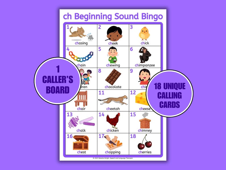 CH Sound Bingo Game, Speech Therapy Articulation Cards, Phonics ...