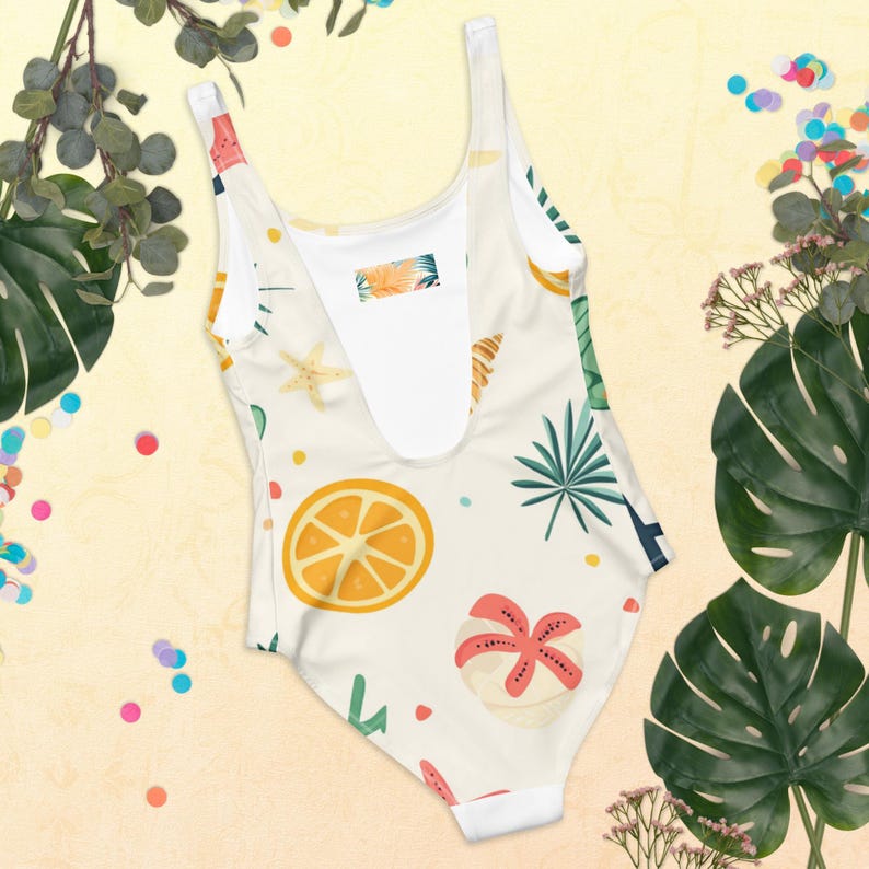 Whimsical Anchor One-piece Swimsuit: Citrus & Starfish Print - Etsy