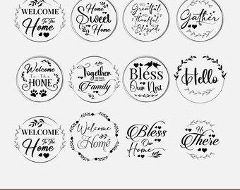 Round Sign Svg Bundle, Circle Sign Svg, Porch Sign Svg, Welcome Sign ...