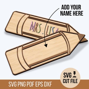 Teacher Pencil Name Sign Laser Cut File, Pencil Svg, School Svg, Pencil ...