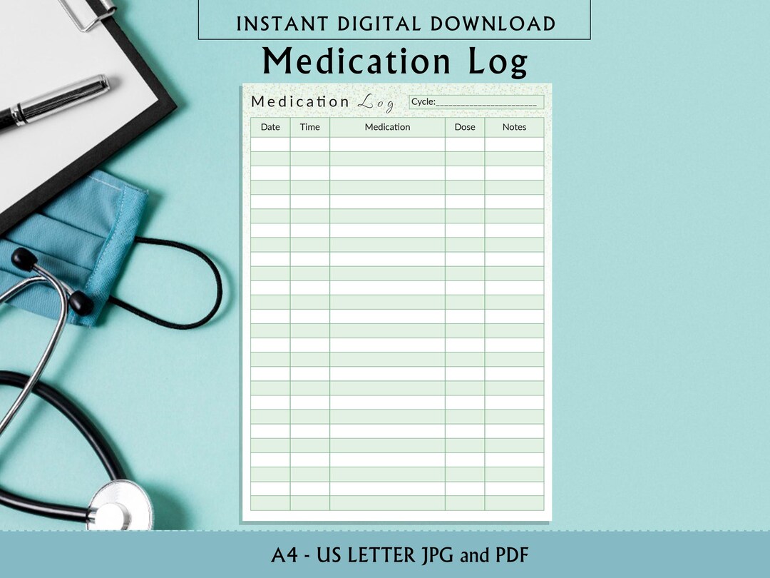 Medication Log Printable, Medication Tracker, Medication Intake ...