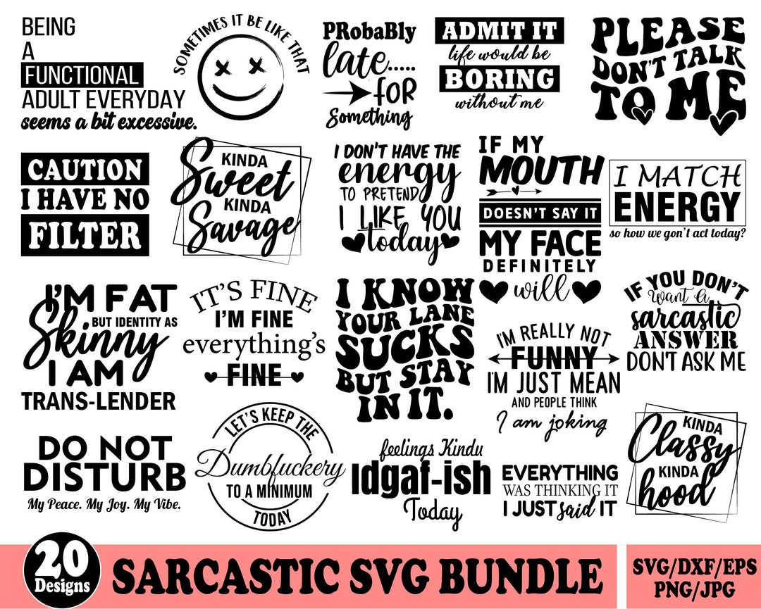 Retro Sarcastic Svg, Big Svg Bundle, Empowered Women, Funny Quotes ...