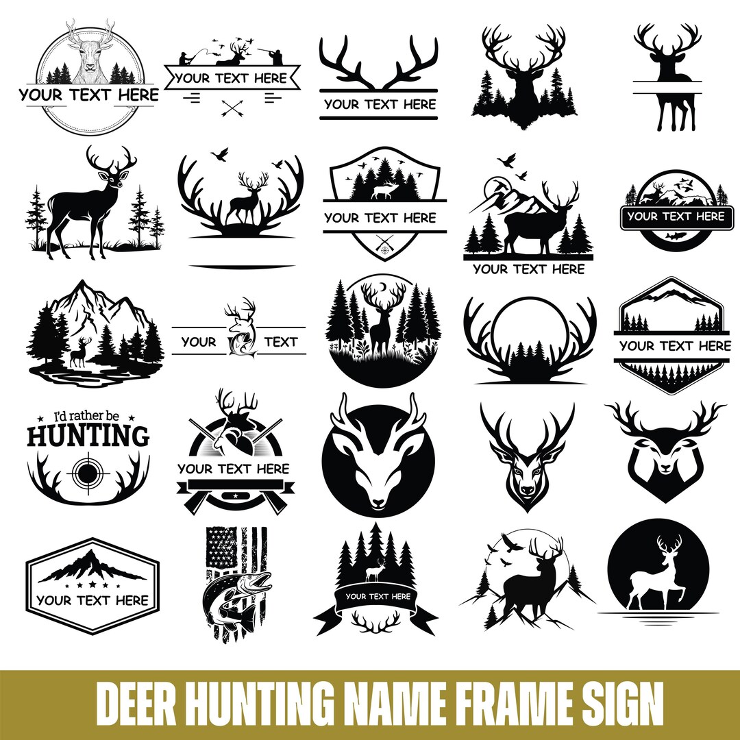 Deer Hunting Name Frame Sign Svg Bundle, Hunting Monogram Frame ...