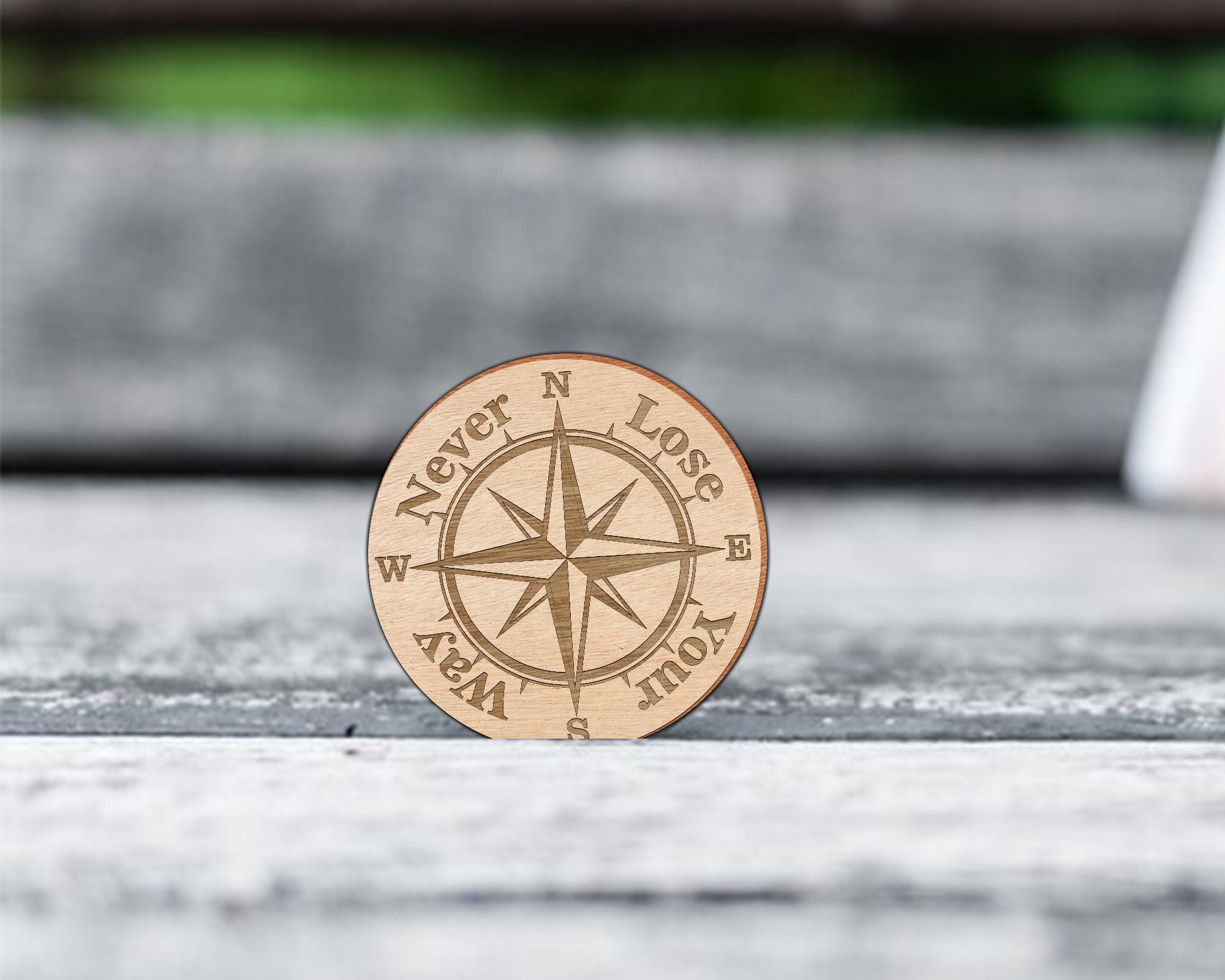 Never Lose Your Way Compass Token, Glowforge Tested Omtech Laser File ...