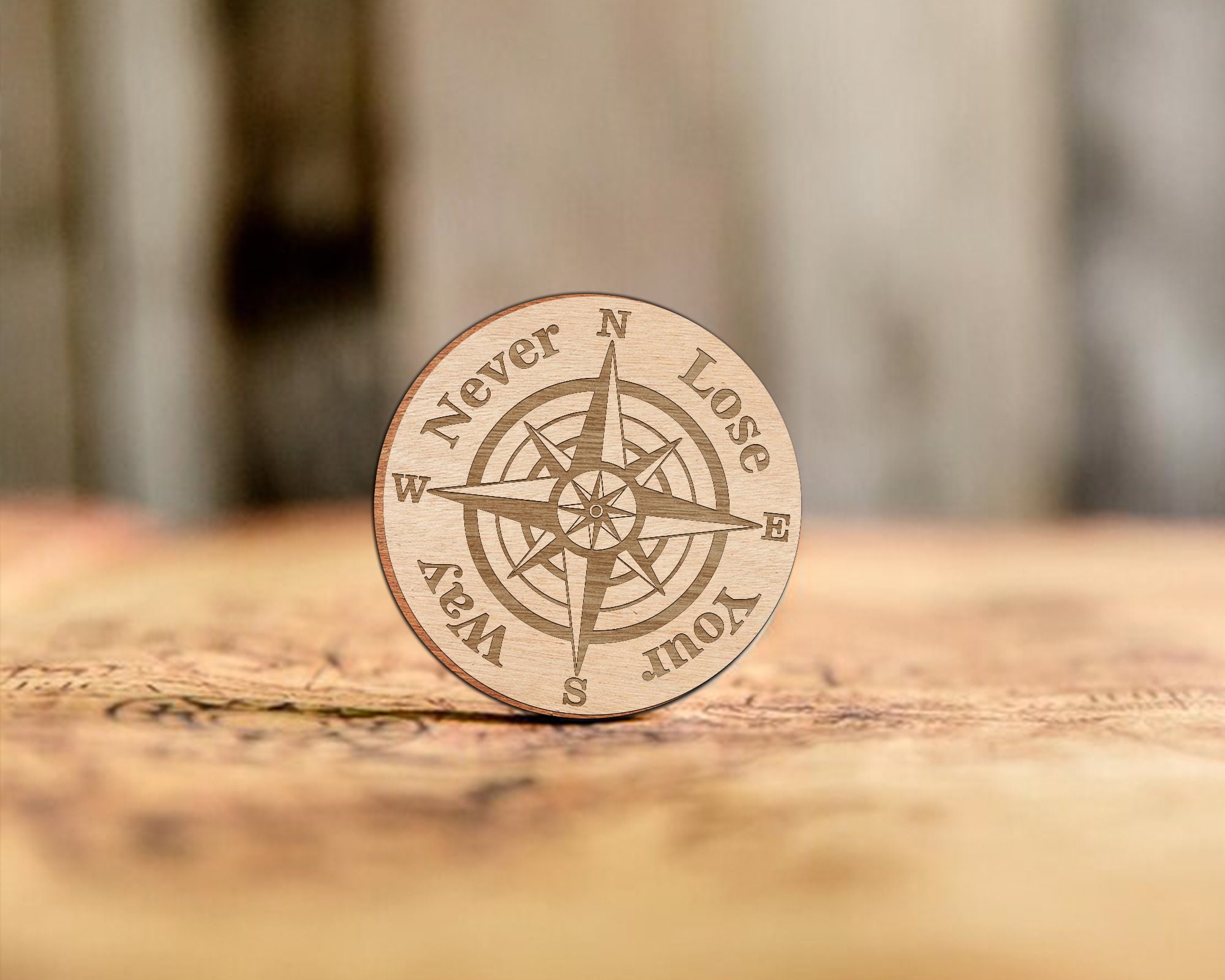 Never Lose Your Way Compass Token, Glowforge Tested Omtech Laser File ...