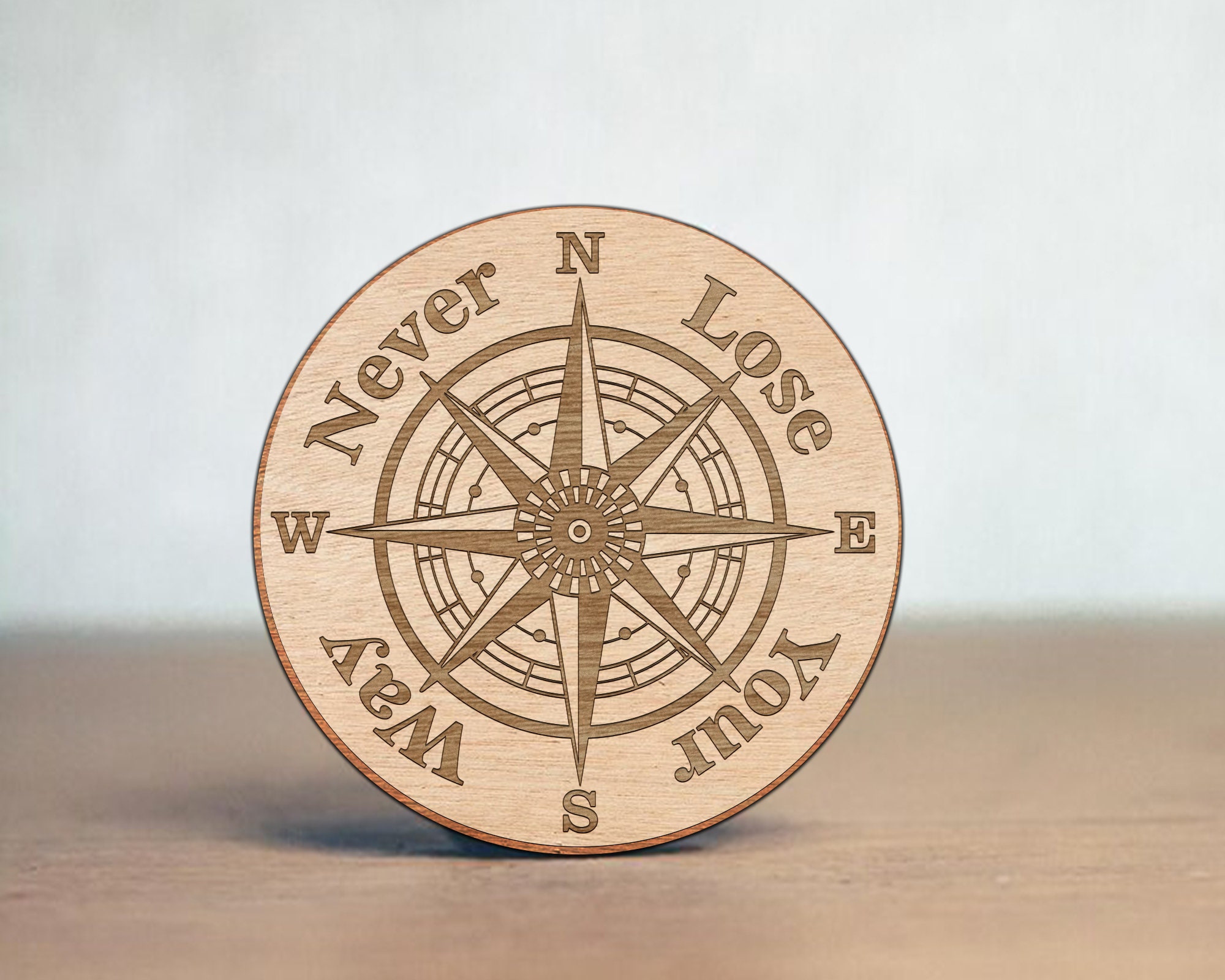 Never Lose Your Way Compass Token, Glowforge Tested Omtech Laser File ...