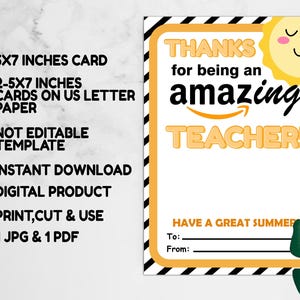 End of the Year Teacher Gift Card Holder, Teacher Appreciation Gift Tag ...