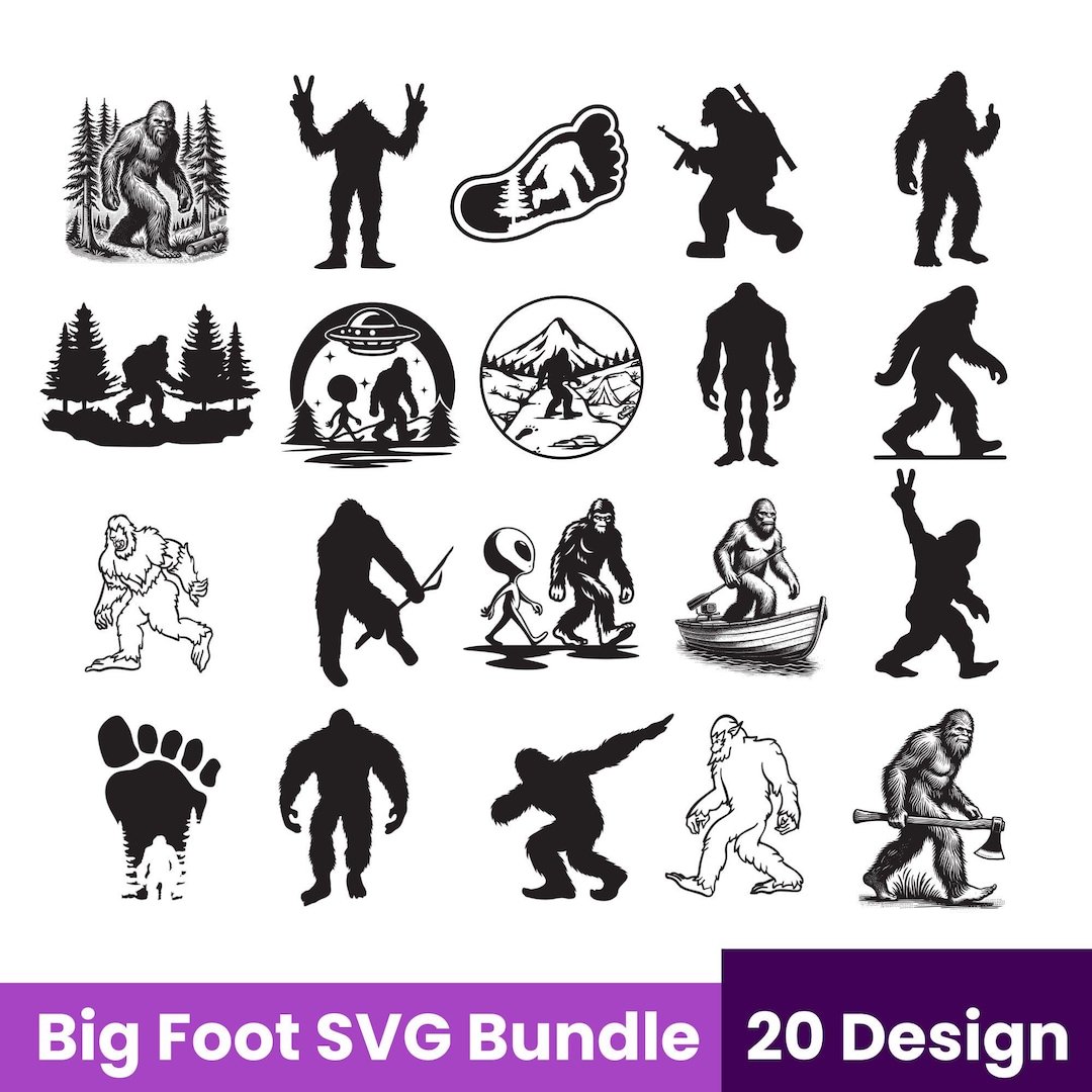 Bigfoot Svg Bundle, Bigfoot Png, Clipart and Vector for Cricut ...
