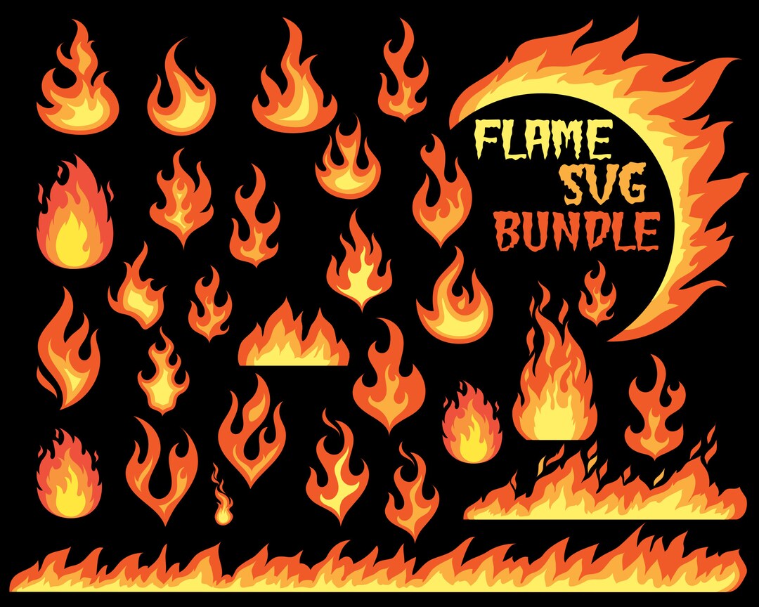 Fire Svg Bundle, Fire Svg Files, Fire Flames Clipart, Fire Frame Svg ...