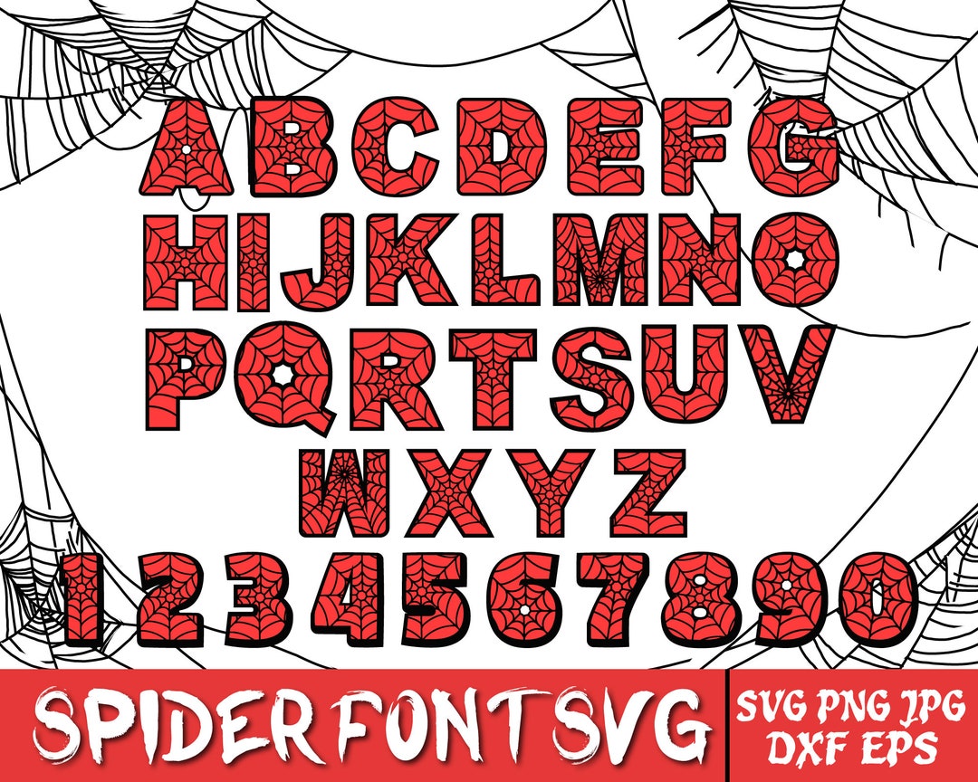 Spider Font SVG, Spider SVG Bundle, Layered Spider Alphabets, Superhero ...