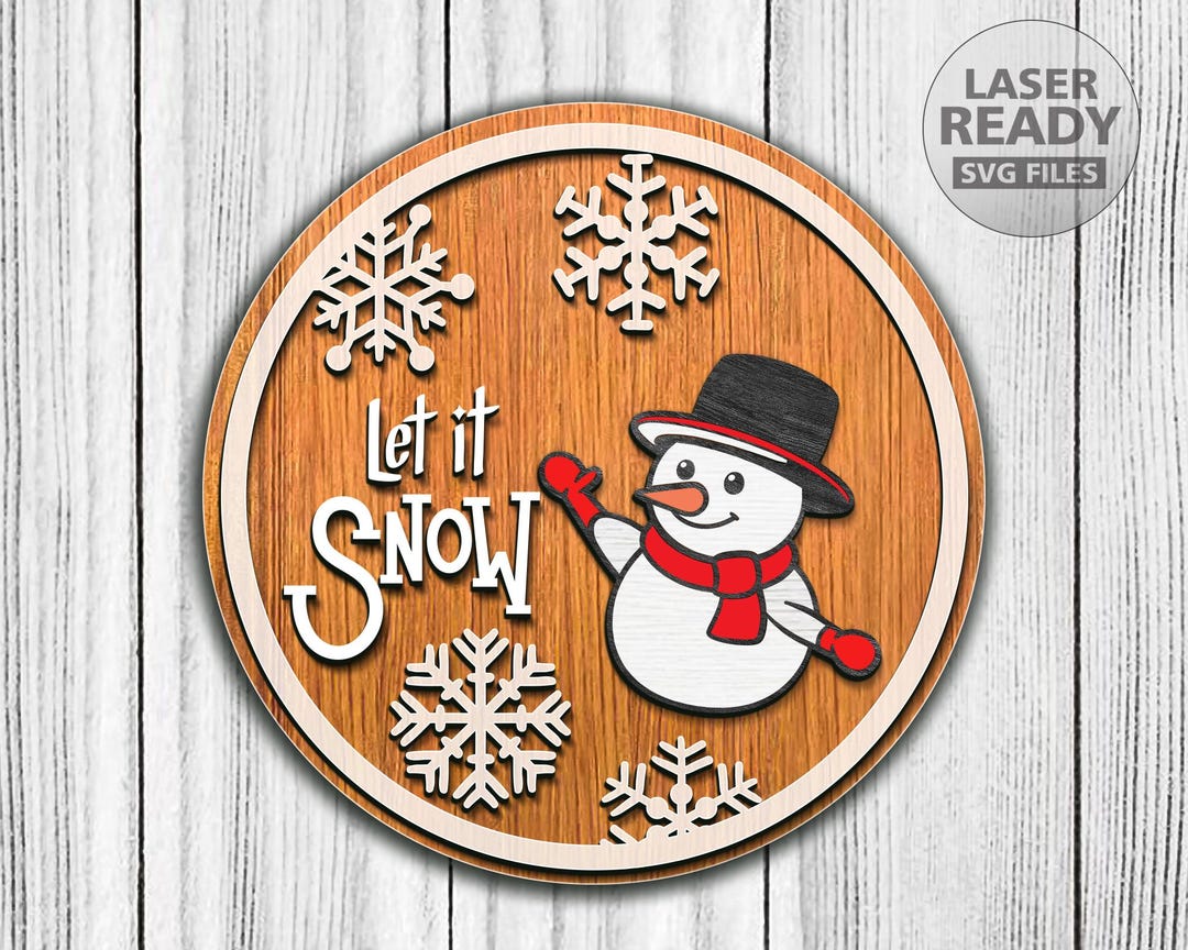 Snowman Door Sign Svg, Christmas Sign Svg, Snowman Ornament Svg, Merry ...