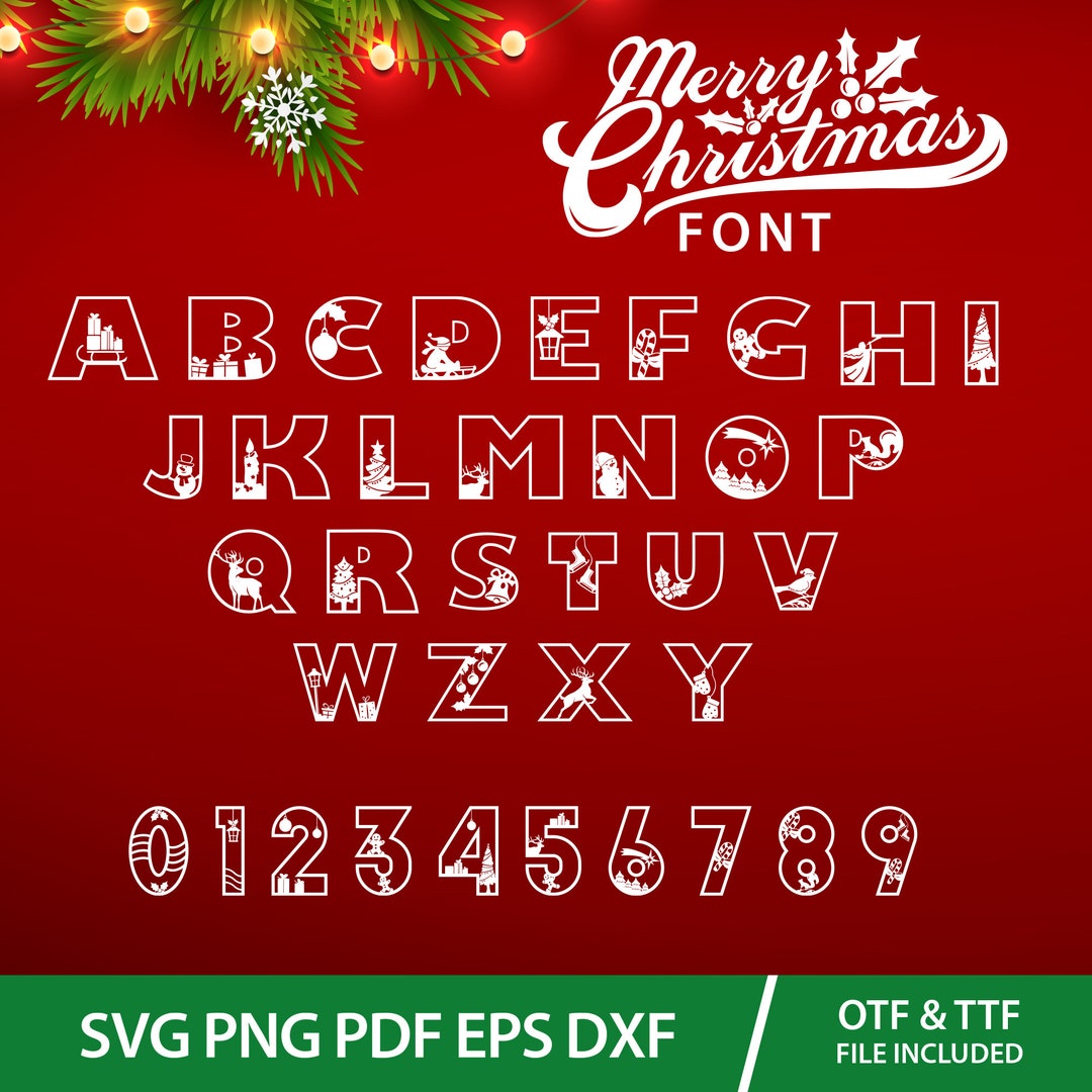 Merry Christmas Font Svg, Christmas Alphabet Svg, Holiday Font Png ...