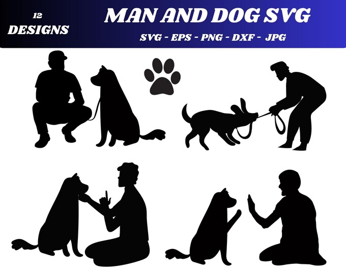 People Walking Dogs Silhouettes, Black Silhouettes of People With Dog ...