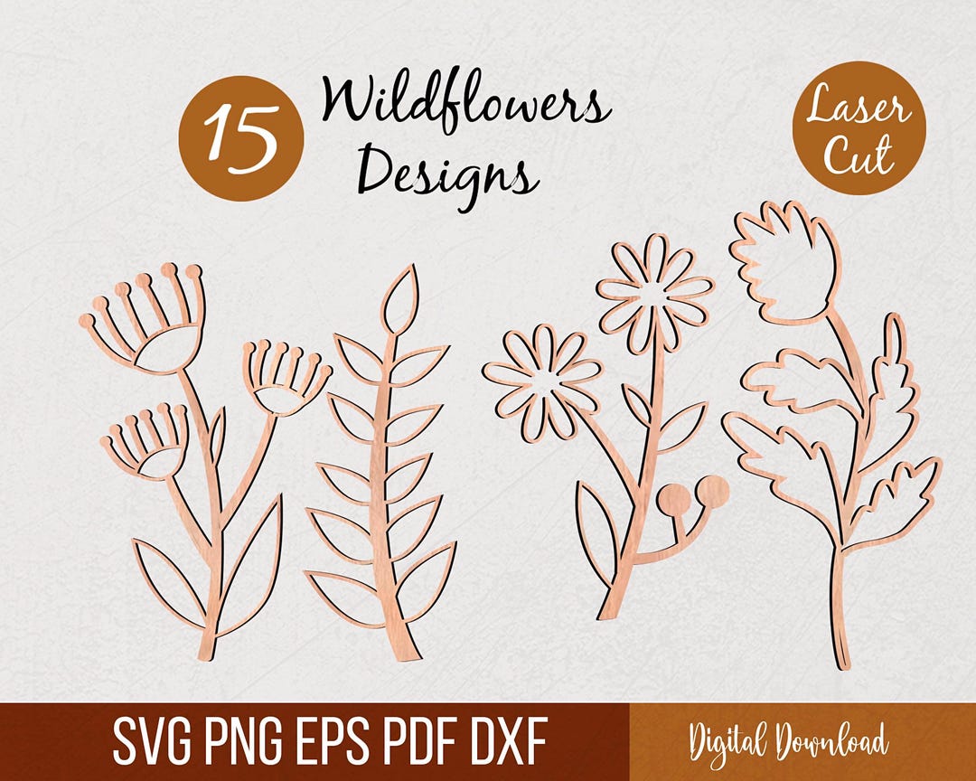 Wildflowers Bundle Svg Dxf Laser Cut Files, Glowforge Silhouette Cricut ...