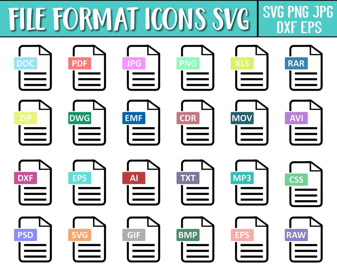Files Format Icons Svg, Editable Icons Bundle for Social Media ...