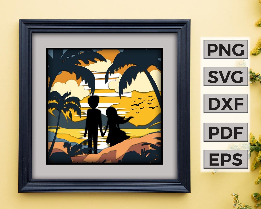 Couple Shadow Box Svg, Heart Shadow Box, Love Shadow Box Svg, Valentine ...