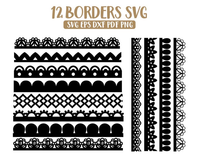 Lace Border SVG Bundle, Lace Border Dxf, Lace Border Png, Lace Border ...