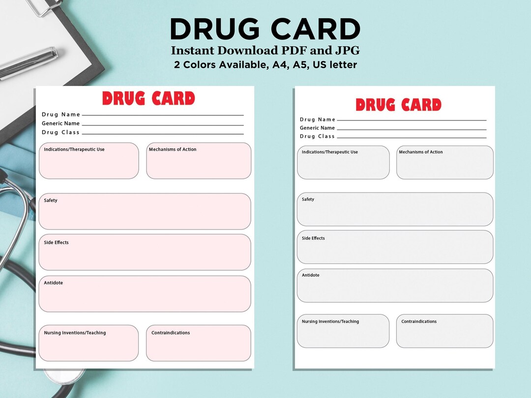 Editable Drug Template, Drug Card Template, Printable Drug Sheet, Pharm ...