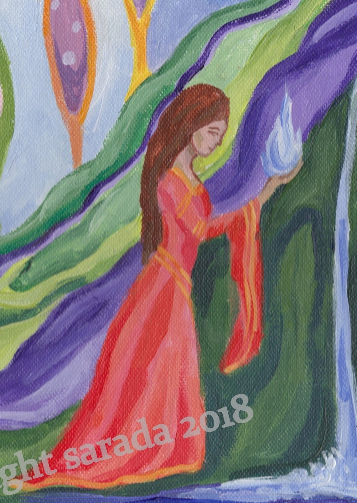 Original Goddess Acrylic Painting: Surreal Waterfall Fairy Art (11x14 ...
