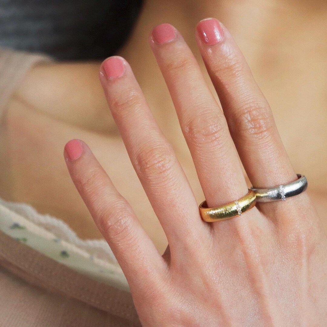 Bold Dome Brushed Silver Ring, Brushed Gold Ring, Band Ring, Anniversary Jewelry, Statement Ring ...