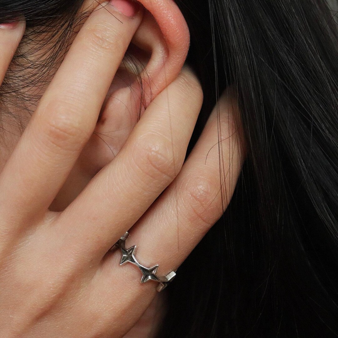 Vintage Star Ring, Sideways Star Ring, Irregular Silver Star Ring ...