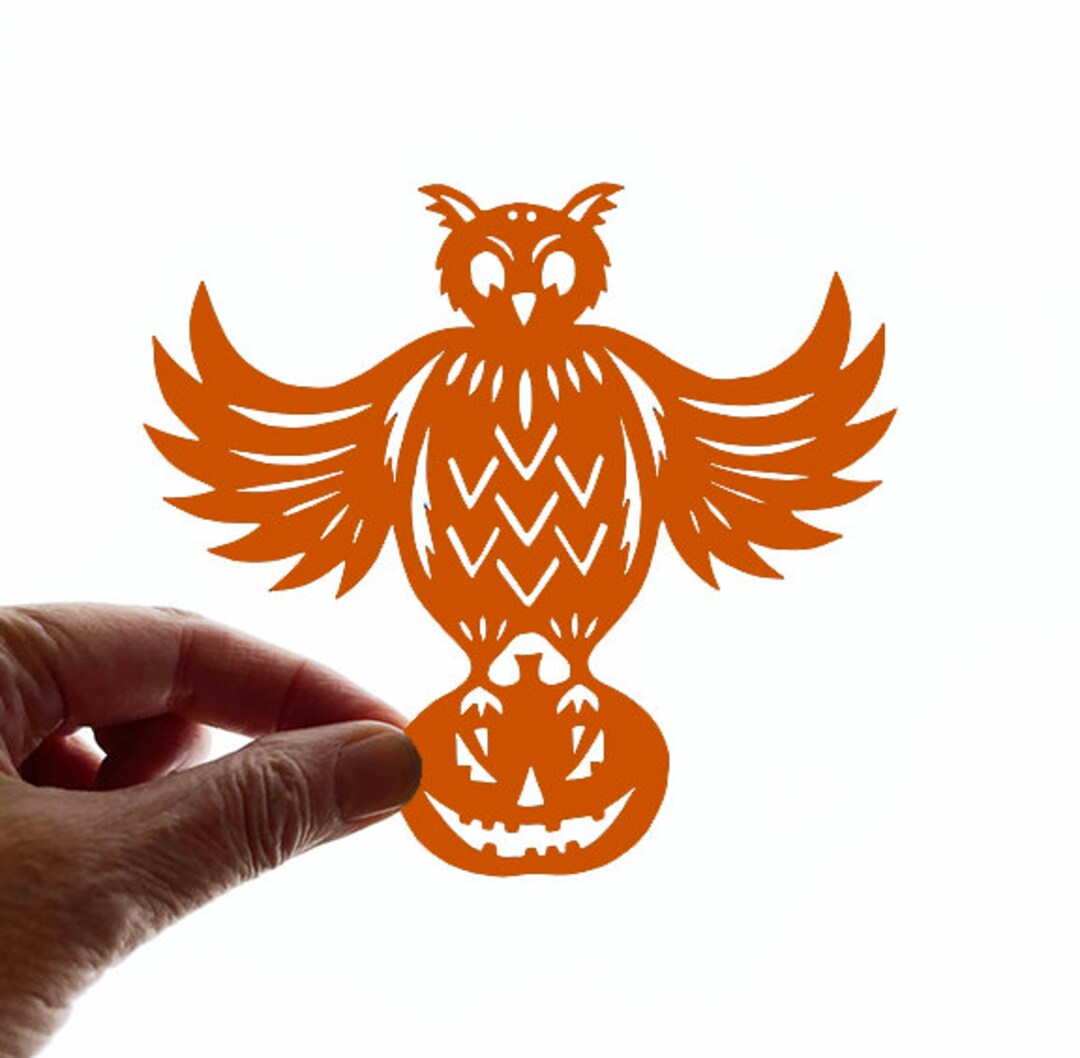 Owl on a Pumpkin Mini Halloween Papercut Art From Original Art by Ulla ...