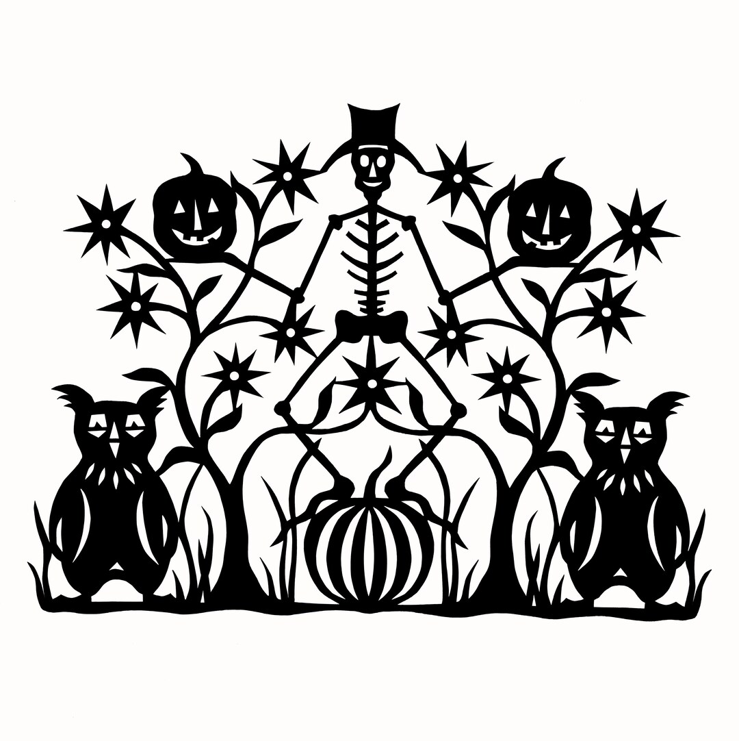 Halloween Surprise - Skeleton and Owls Papercut - From Original Design ...