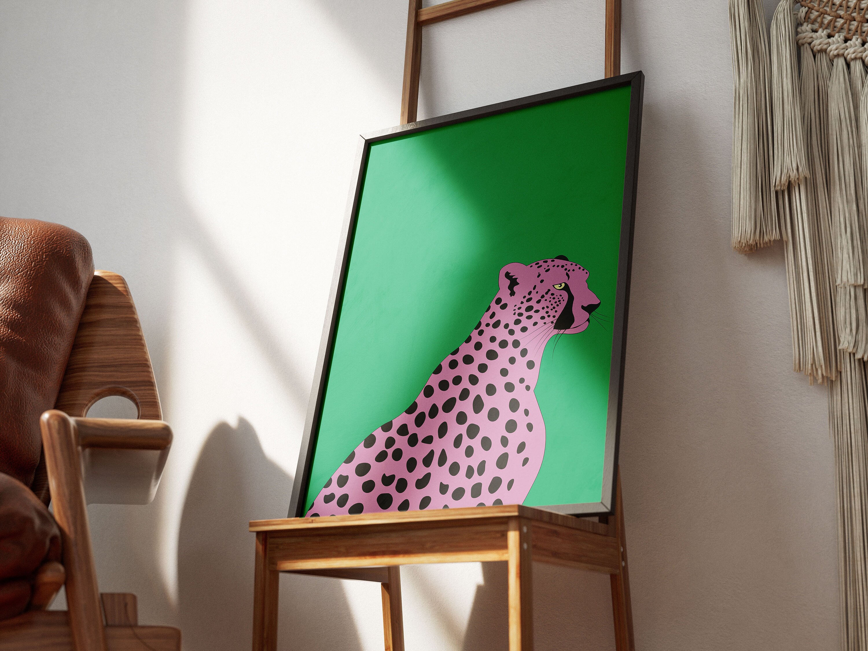 Pink Leopard Art Print | Tiger Boho Home Decor | Blush Pink Wall Art ...