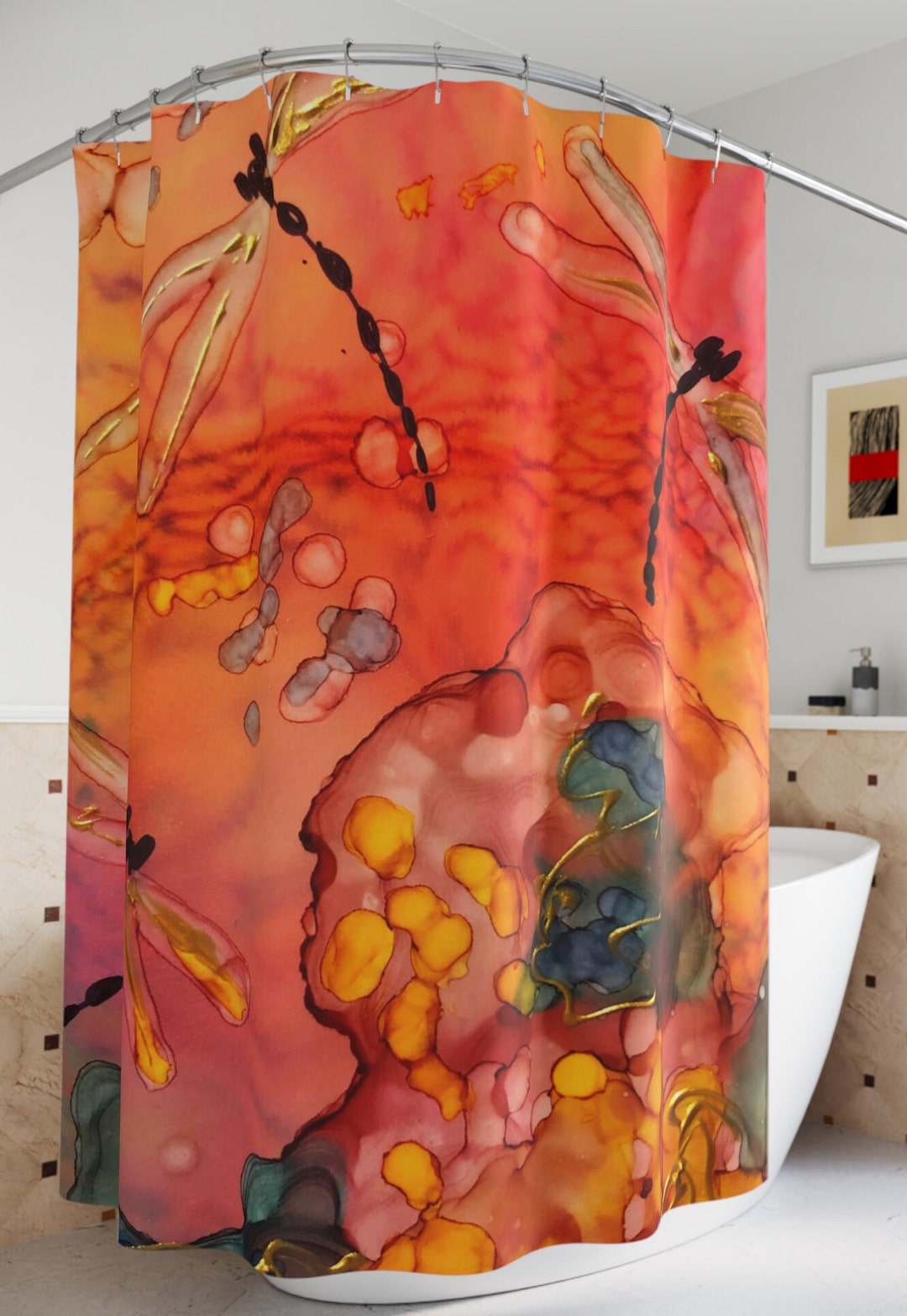 Stunner Shower Curtain Dragonfly Design, Dragonflies Shower Curtain. an ...