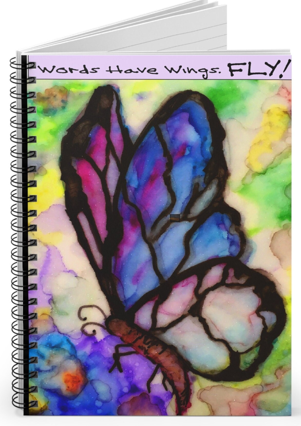 Butterfly Design Spiral Bound Writing Journal Notebook, Words Have ...