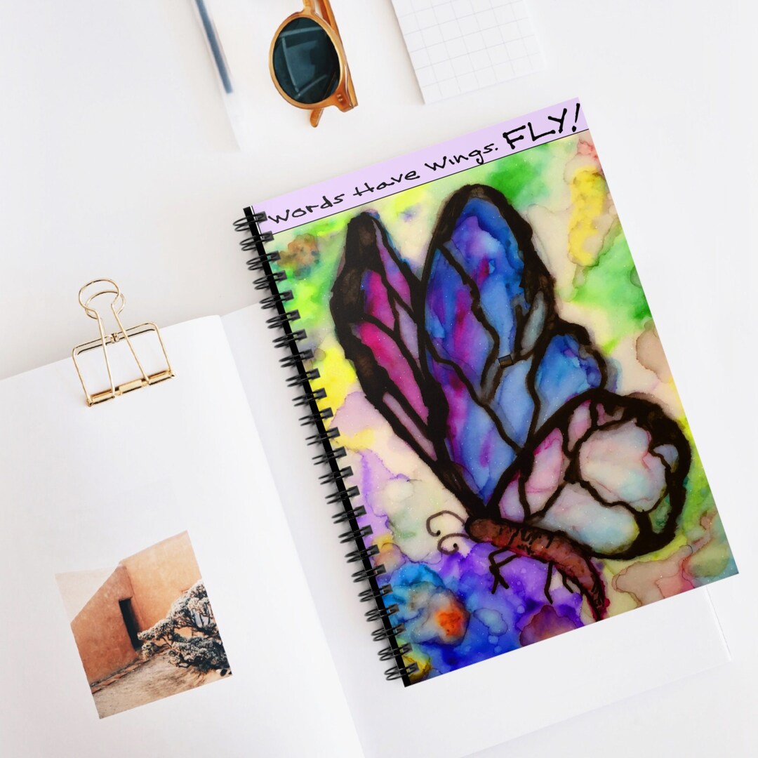 Butterfly Design Spiral Bound Writing Journal Notebook, Words Have ...