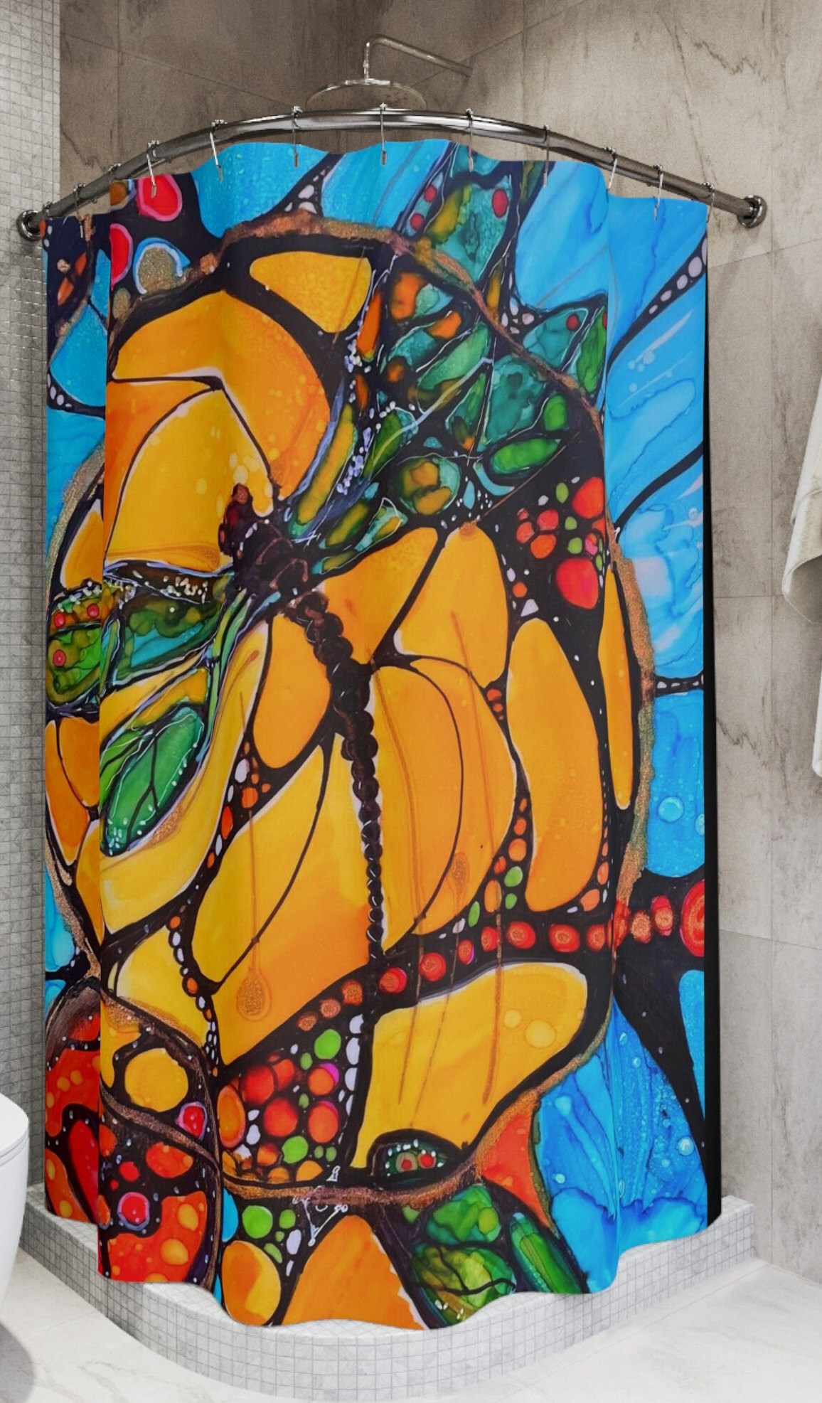 Stunner Shower Curtain Dragonfly Design. Dragonflies Shower Curtain. an ...