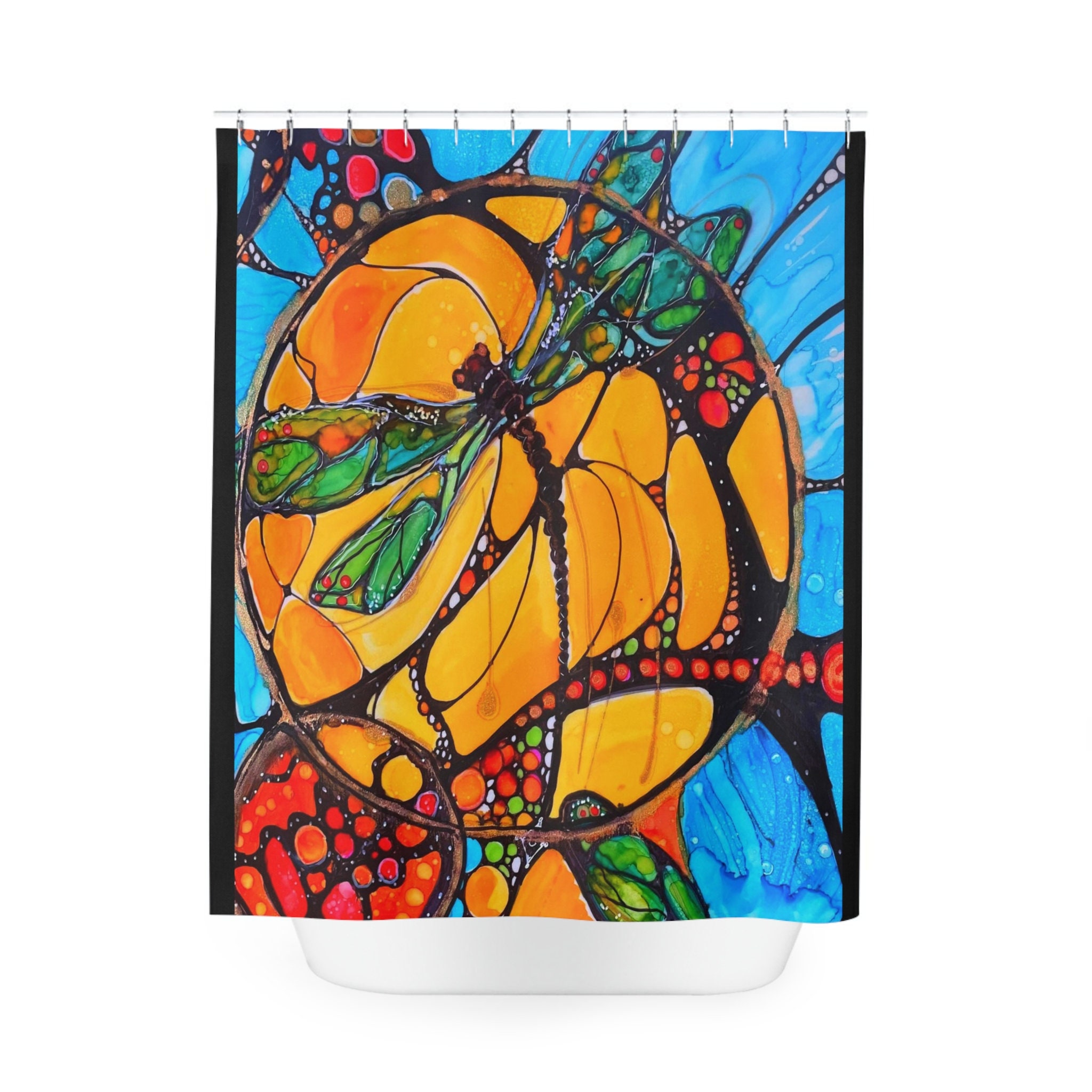 Stunner Shower Curtain Dragonfly Design. Dragonflies Shower Curtain. an ...