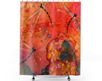 Stunner Shower Curtain Dragonfly Design. Dragonflies Shower Curtain. an ...