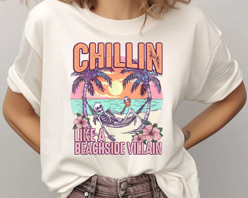 Summer Png, Palm Tree Beach Png Files for Sublimation, Skeleton Chillin ...