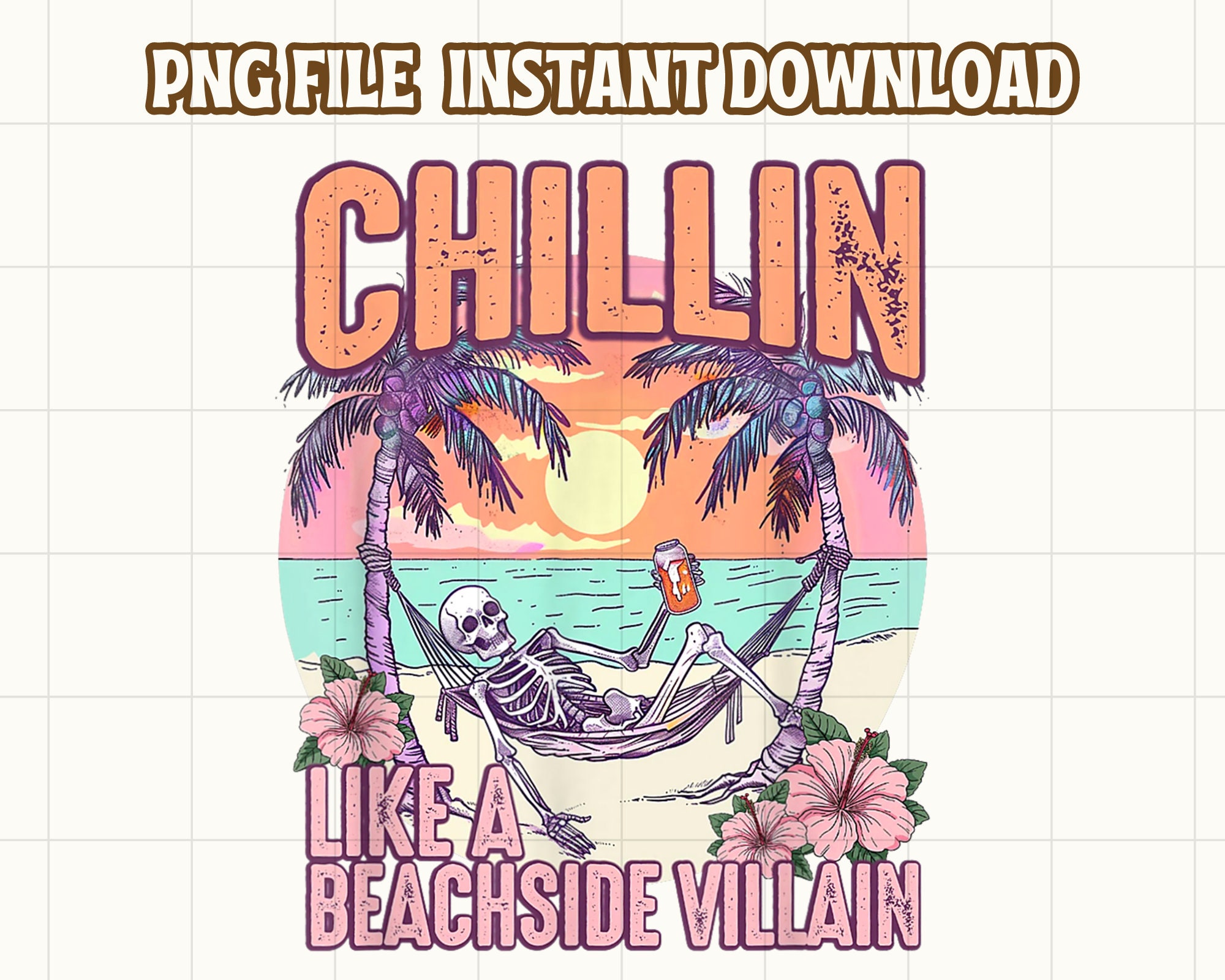 Summer Png, Palm Tree Beach Png Files for Sublimation, Skeleton Chillin ...