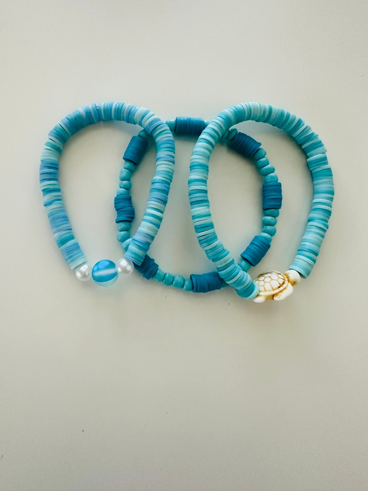 Cute and Trendy Clay Beaded Ocean Bracelets With a Sea Turtle Made to ...