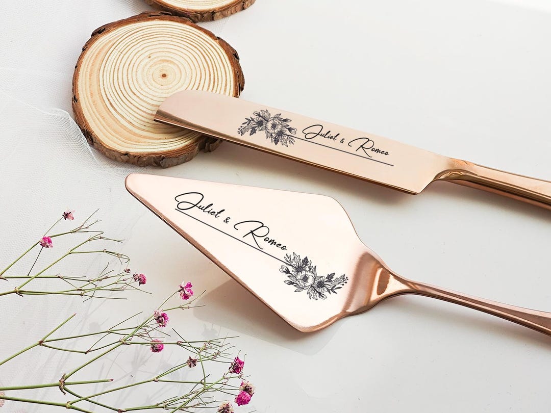 Personalized Cake Knife and Server Set – Custom Wedding Gift – Engraved ...