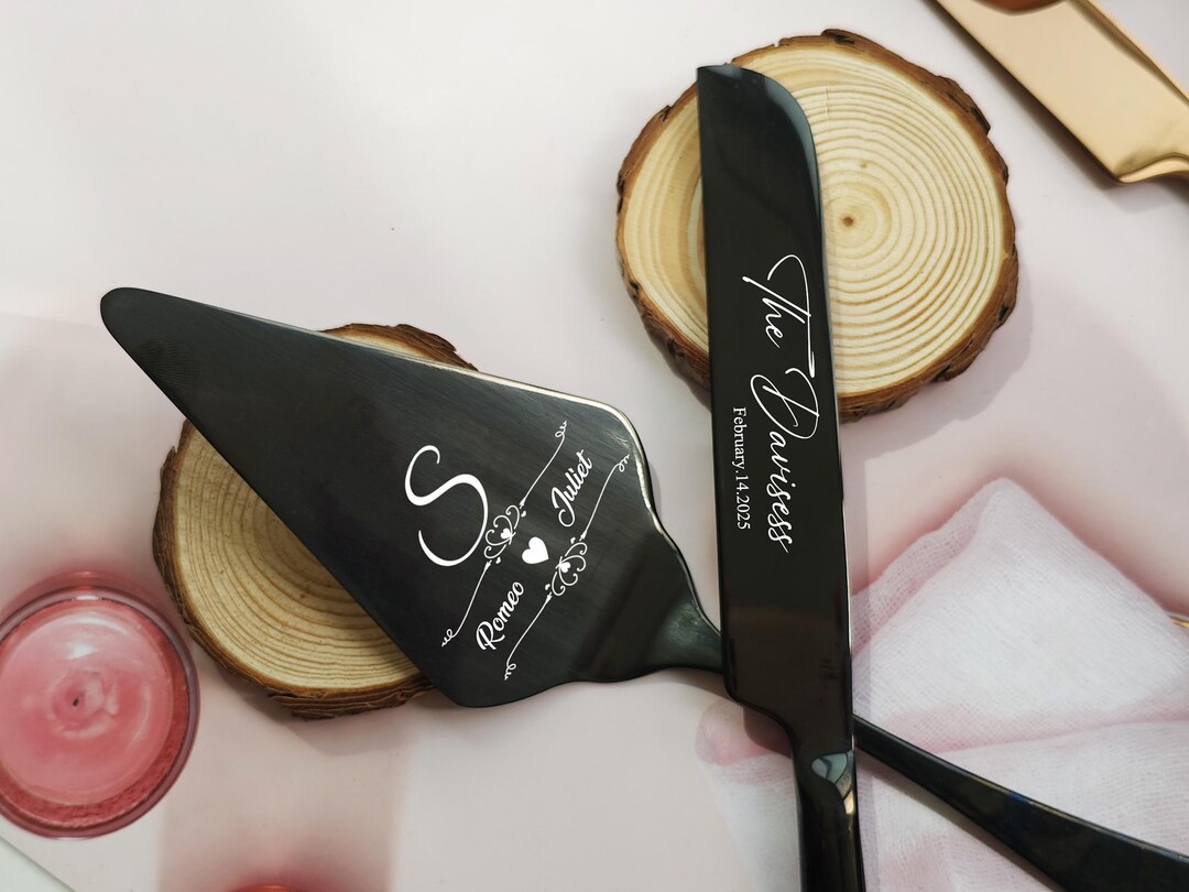 Custom Cake Knife and Server Set - Engraved Stainless Steel Cake Cutter ...