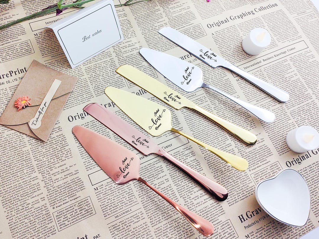 Personalized Cake & Knife Set, Custom Engraving Cake Cutting Set ...