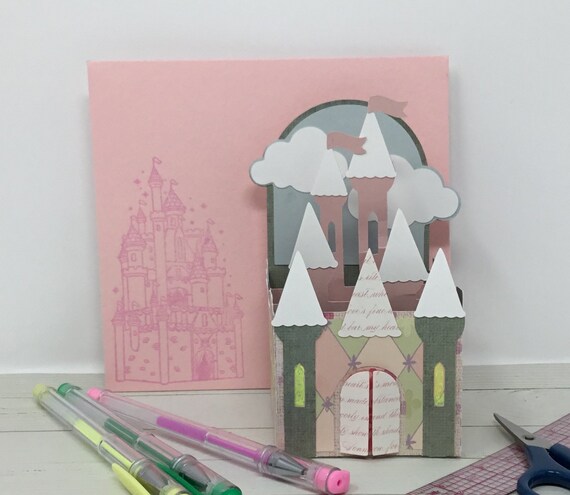 Card 3D POPUP Castle Pink - Etsy