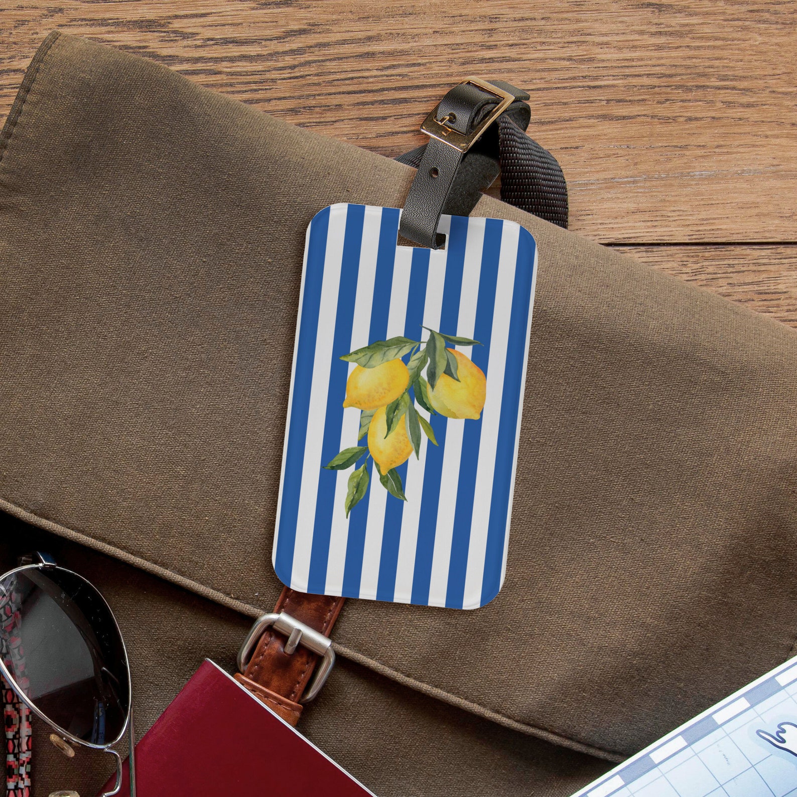 Lemon Luggage Tag: Striped Italian Summer Travel Accessory - Etsy