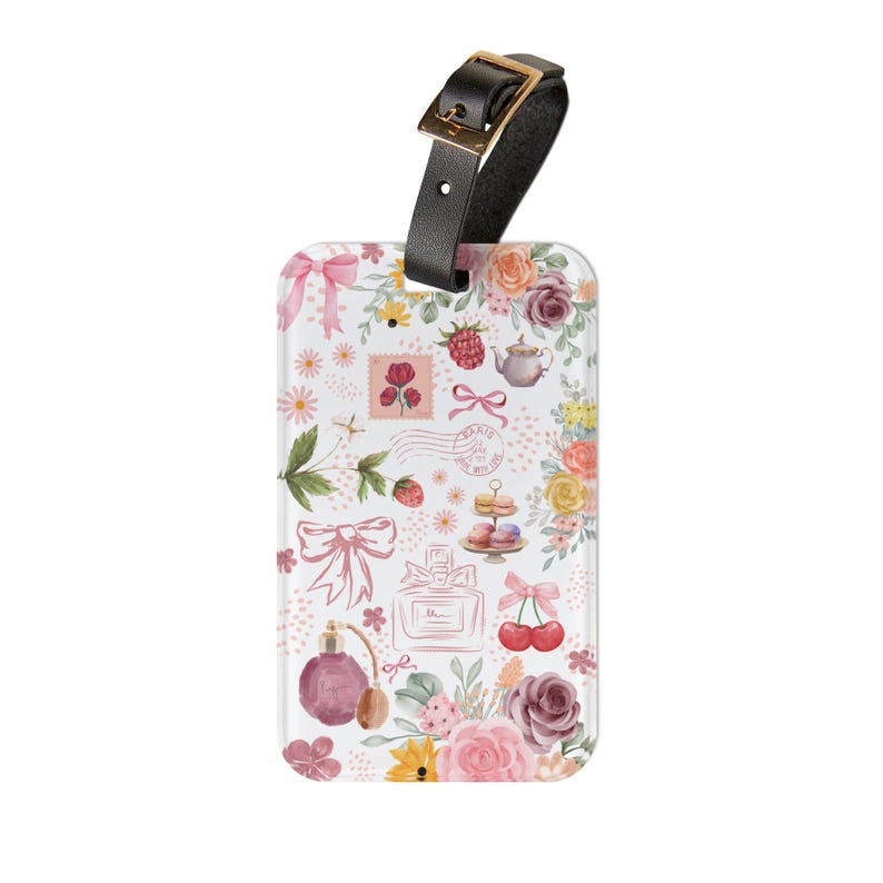 Coquette Luggage Tag Paris Aesthetic Travel Gift Pink Bow Bag Tag ...